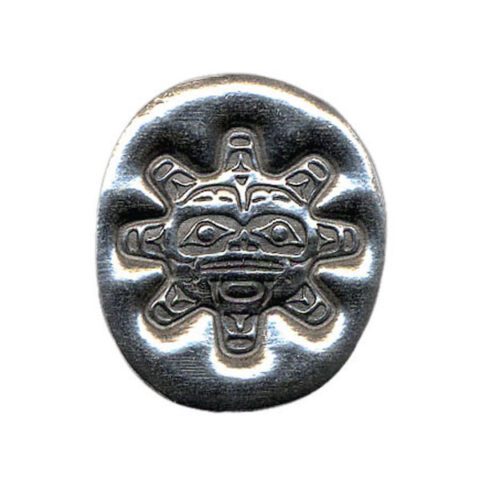 Pewter pocket spirit with Sun (Energy) design | BC Native Arts