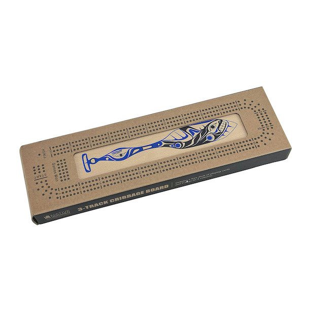 Cribbage Board (3-track) – Orca Whale Paddle Design | BC Native Arts