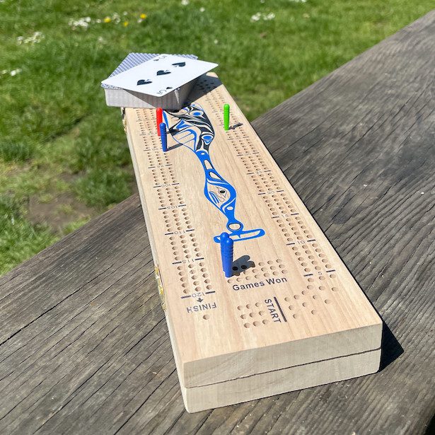 Cribbage Board (3-track) – Orca Whale Paddle Design | BC Native Arts